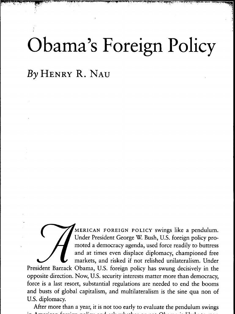 Nau. Obama's Foreign Policy | PDF | Recession | Cold War