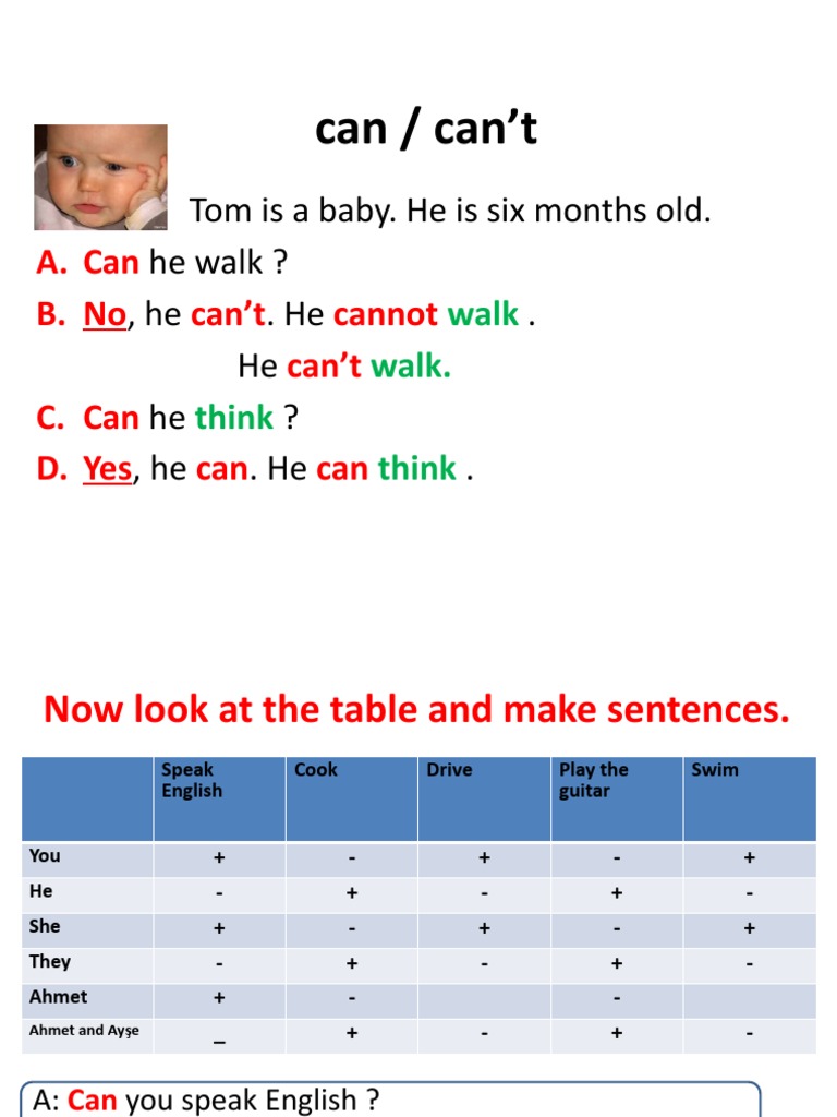 Can-Cant-To Express Ability | PDF | English Language | Verb