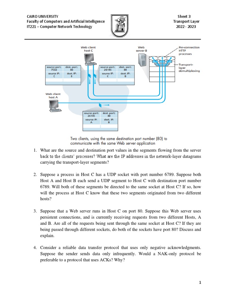 Sheet 3 v2 | PDF | Transmission Control Protocol | Port (Computer Networking)