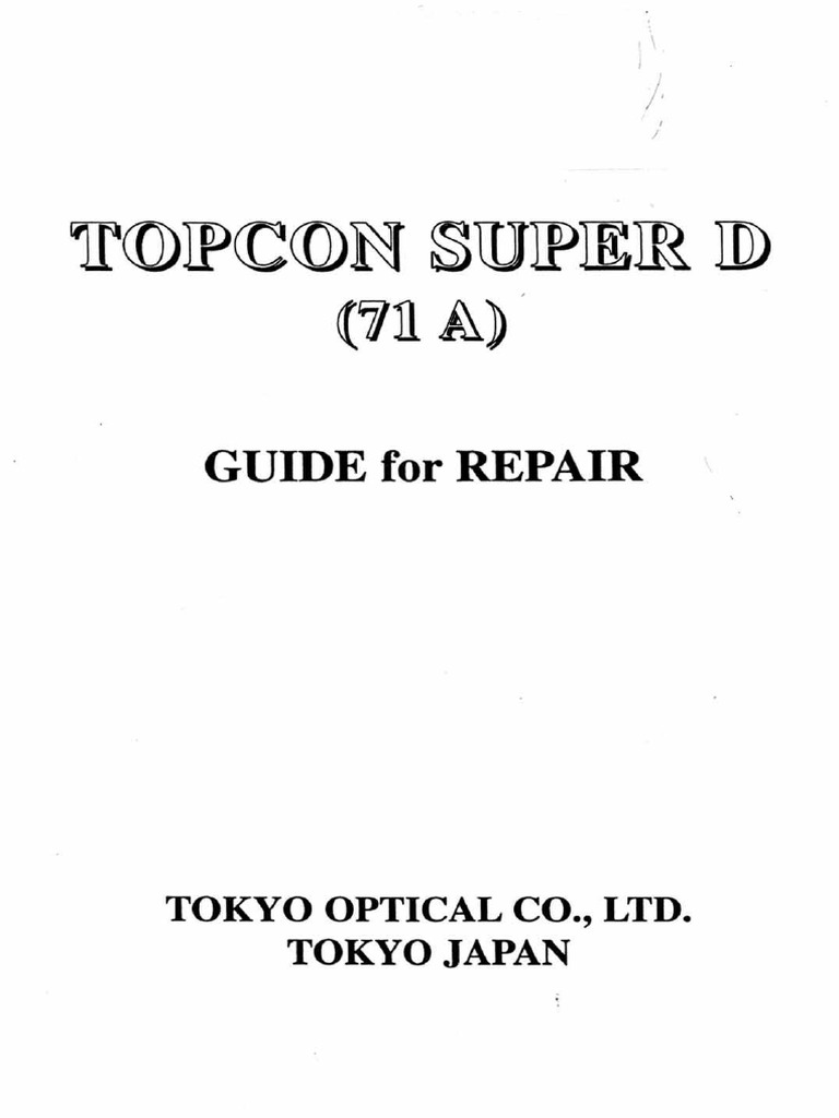 Topcon Super D Service Manual | PDF