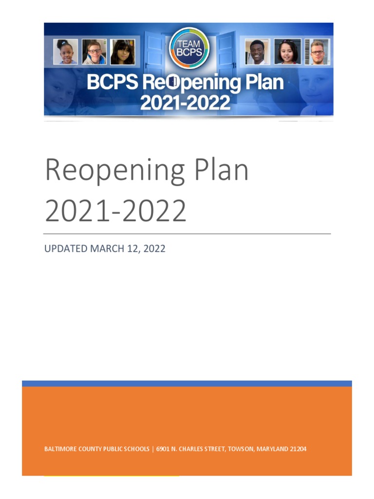Reopening Plan 2021-2022: Updated March 12, 2022 | PDF | Special ...