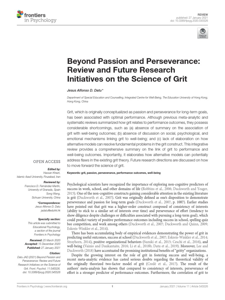 Beyond Passion and Perseverance - Review and Future Research ...