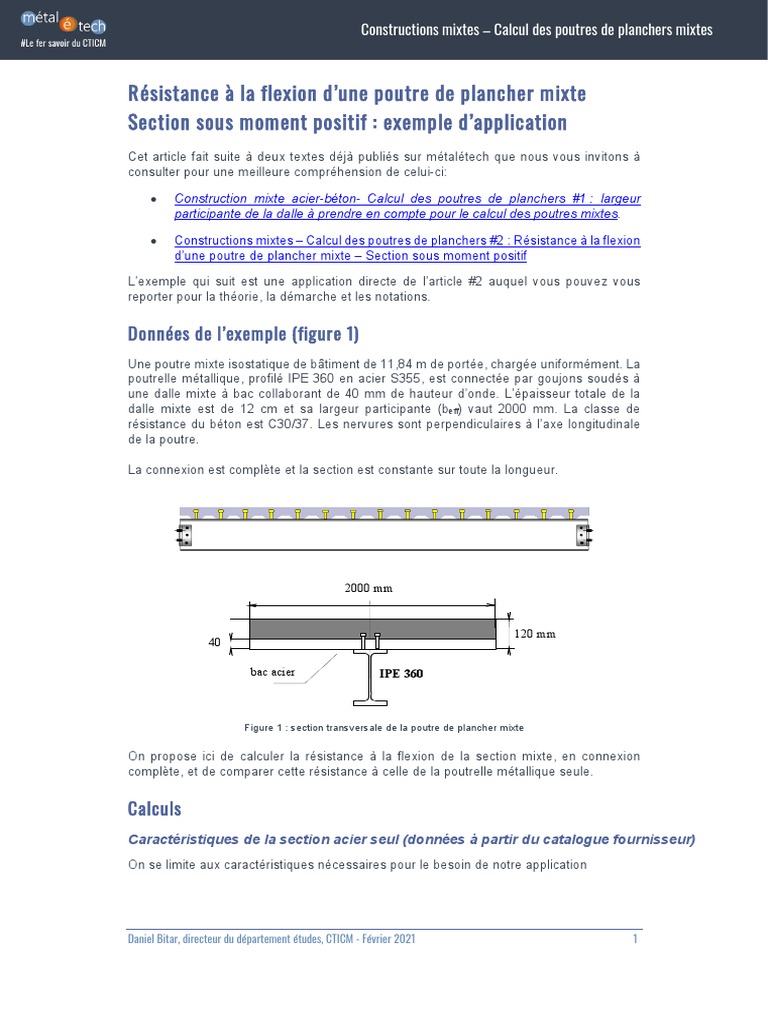 M2 Exemple-dapplication-poutre-mixte-sous-M-positif | PDF | Flexion ...