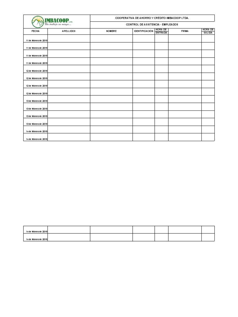 Formato Planilla Control de Asistencia | PDF