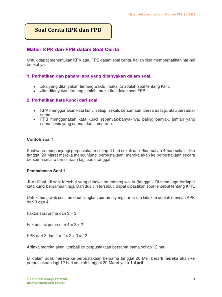 KPK & FPB untuk Anak SD | PDF