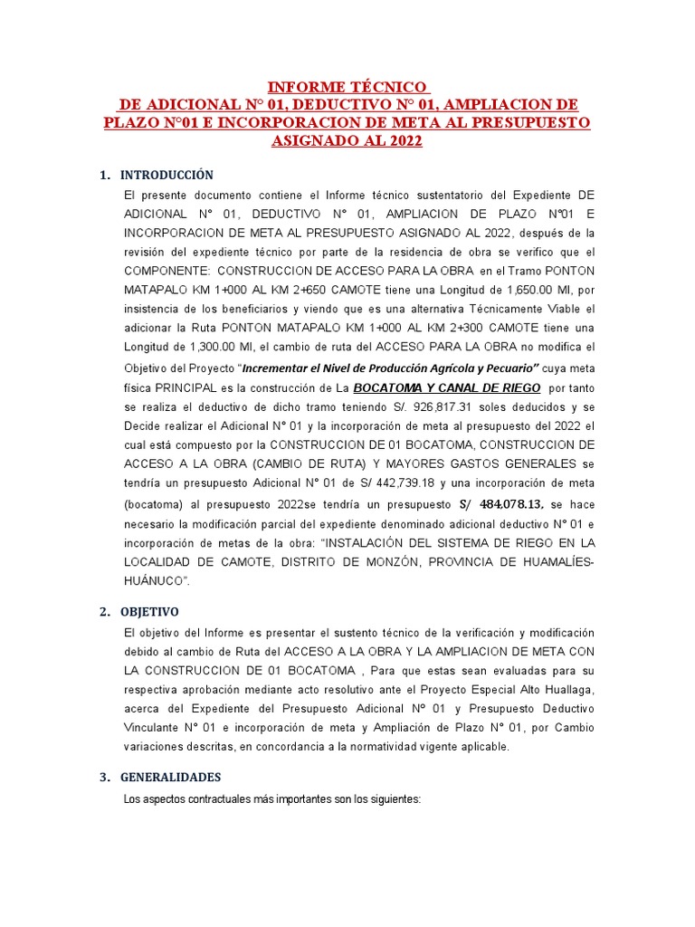 Informe Tecnico. | PDF | Presupuesto | Economias
