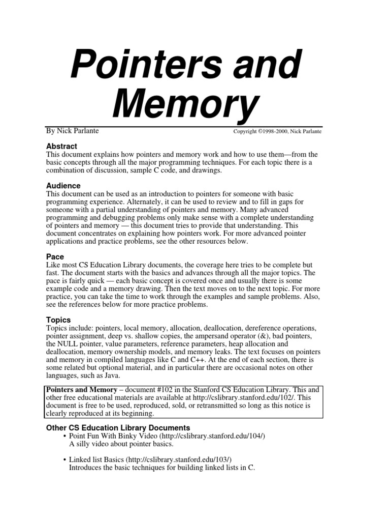 Pointers Tricks Note Pdf Pointer Computer Programming Variable