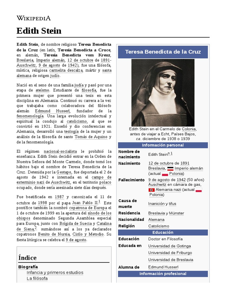 Edith Stein | PDF | Edmund Husserl