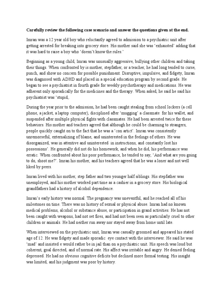 Case Vignette | PDF | Substance Abuse | Psychiatry