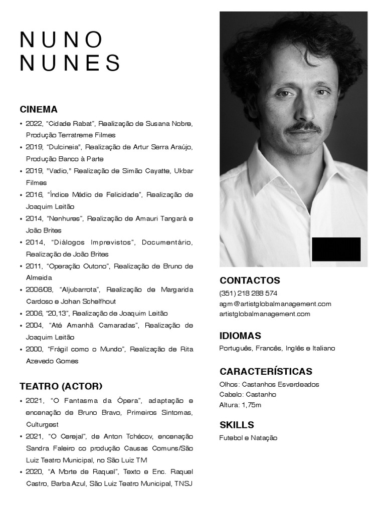 CV Nuno-Nunes Fev22 | PDF | Teatro | Lisboa