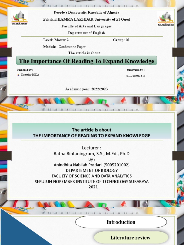 The Importance of Reading To Expand Knowledge12 | PDF | Knowledge | Science