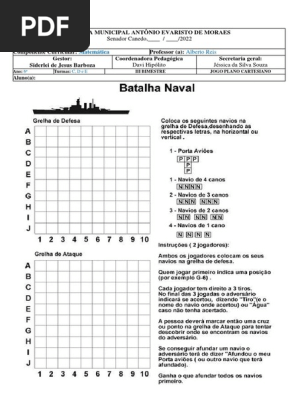 Plano cartesiano muito além da batalha naval
