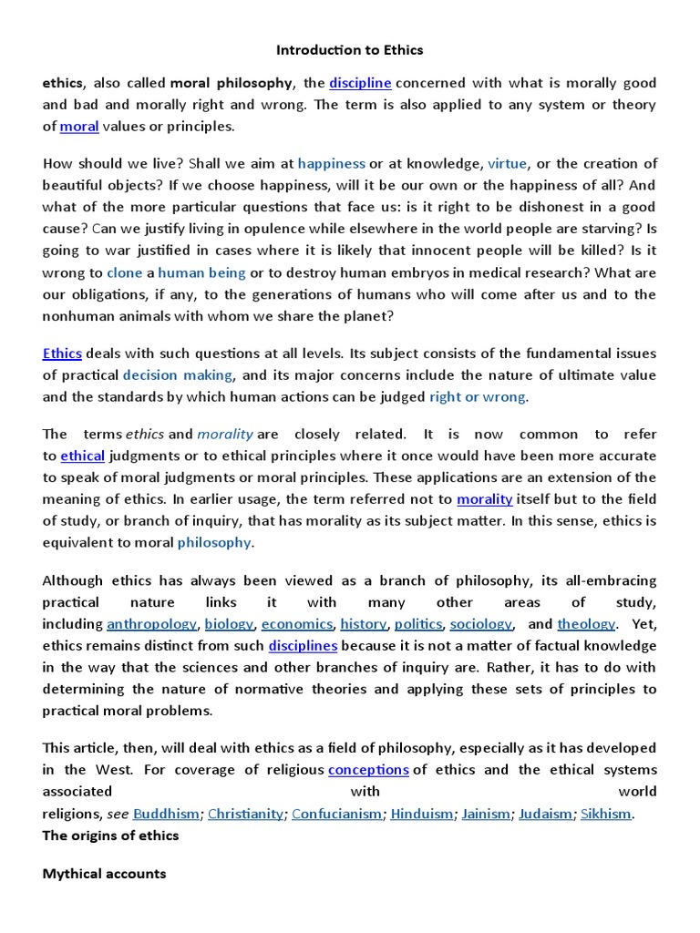 Introduction To Ethics and Deontology | PDF | Morality | Immanuel Kant