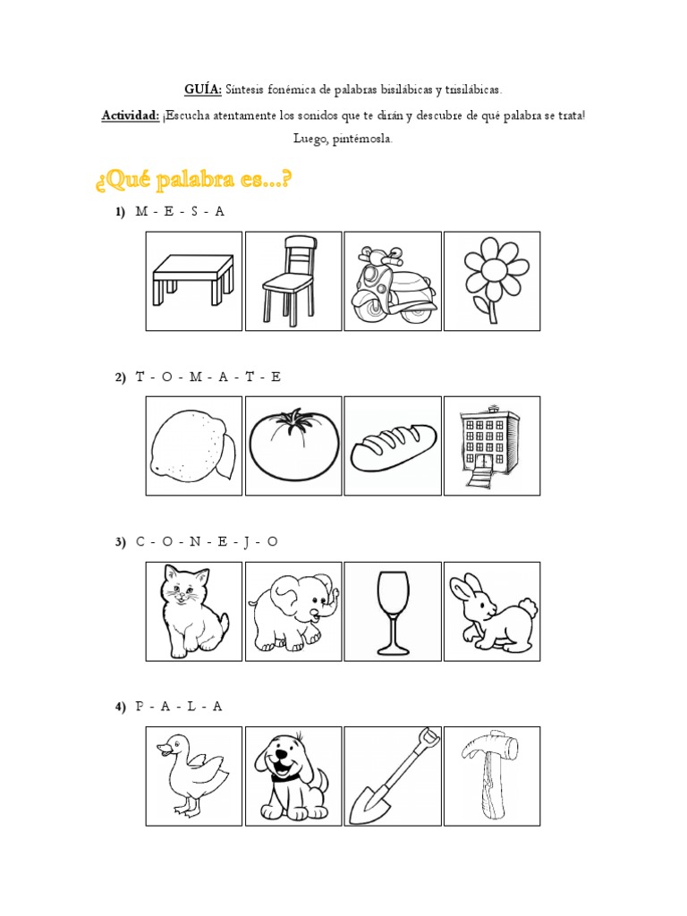Conciencia Fonológica - Síntesis Fonémica de Palabras Bisilábicas y ...