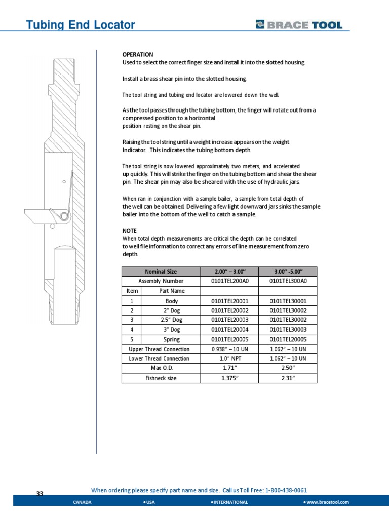 Tubing End Locator: Operation | PDF | Pipe (Fluid Conveyance) | Equipment