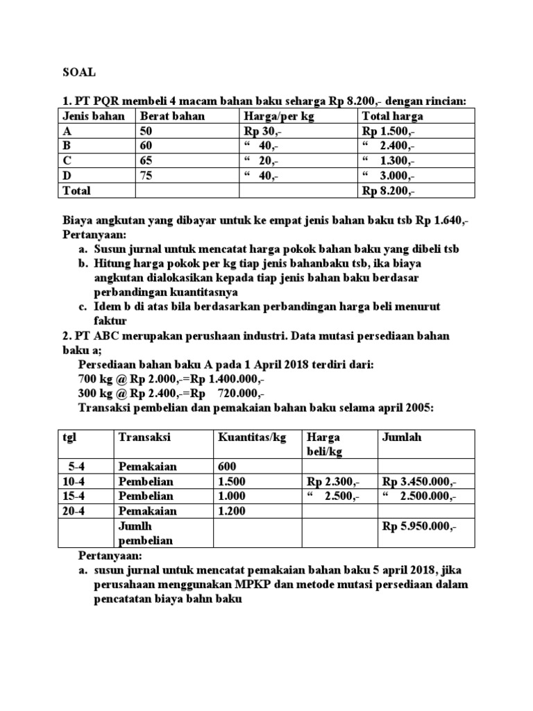Soal Biaya Standar | PDF