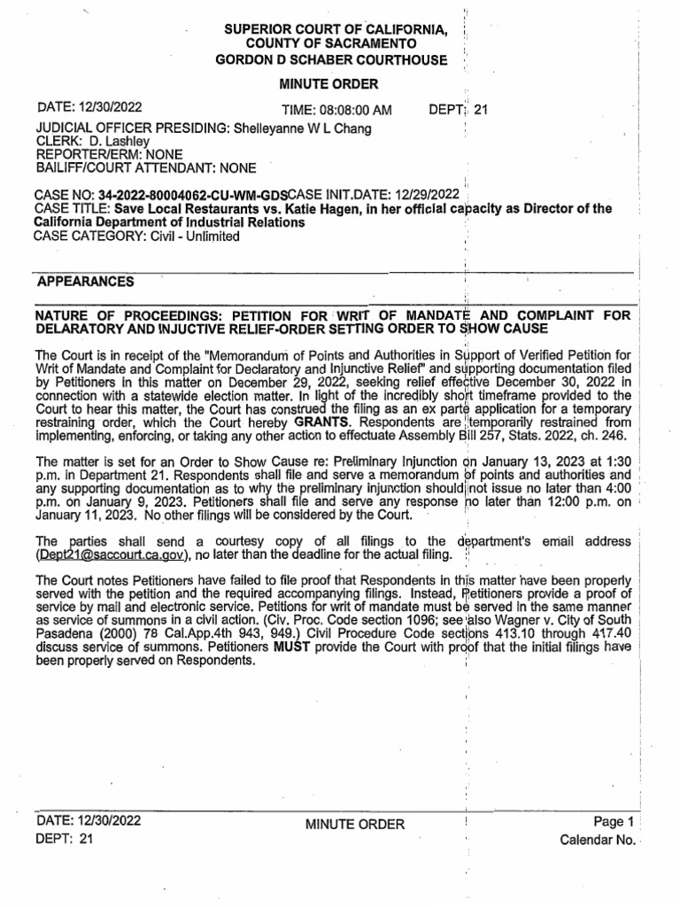 AB257 Court Order | PDF | Service Of Process | Injunction