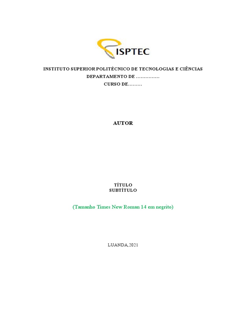 Modelo - Pré-Projecto Isptec 2022 | PDF