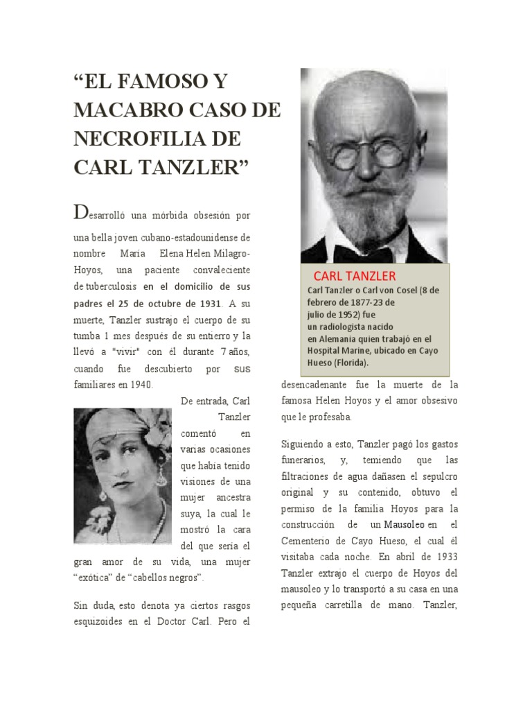 El Famoso y Macabro Caso de Necrofilia de Carl Tanzler | PDF