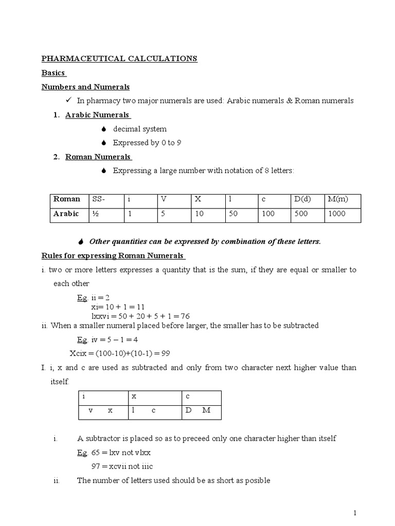 Pharmacy Calculation Essentials | PDF | Mass Concentration (Chemistry ...