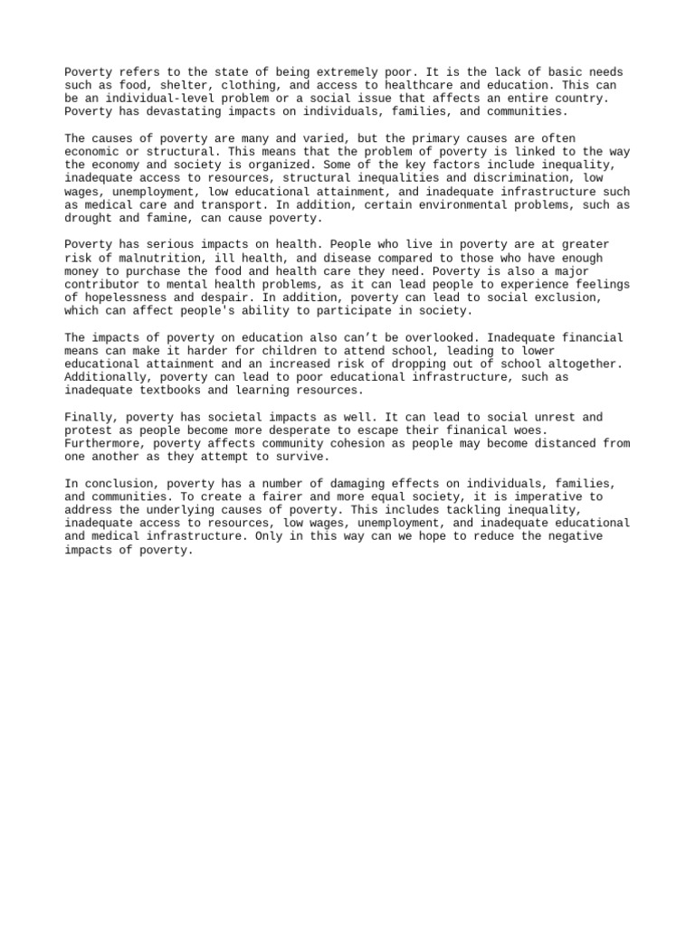 Poverty Essay | PDF Poverty Essay | PDF
