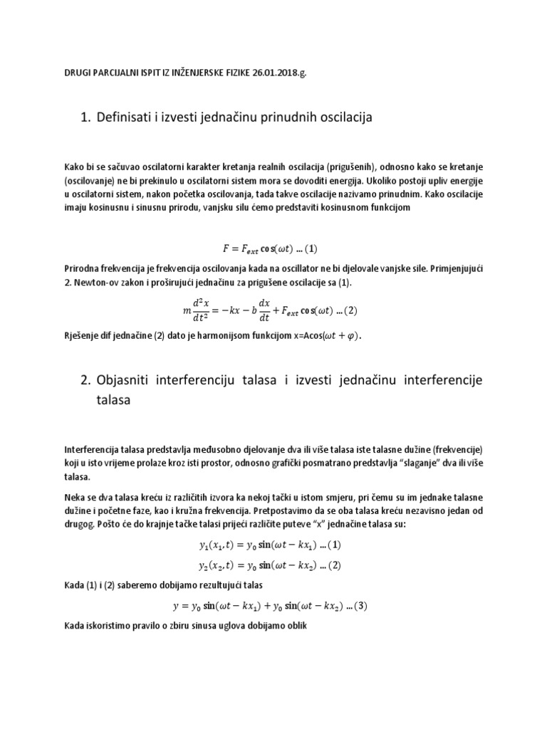 Drugi Parcijalni Ispit 20 01 2018 Pdf