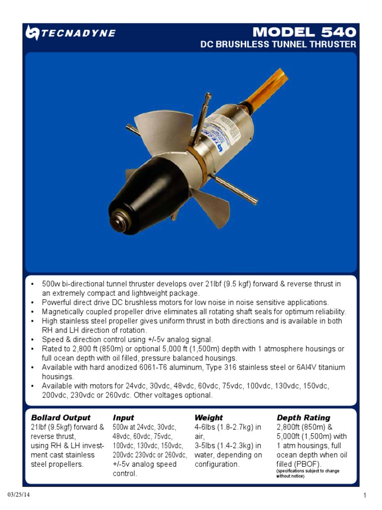 Model 540 Brochure 1 | PDF | Electric Motor | Propeller