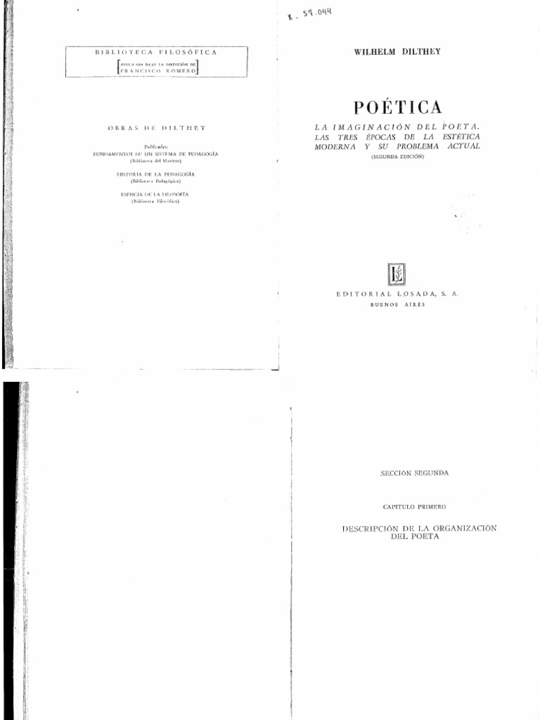 Dilthey, La Imaginación Del Poeta | PDF