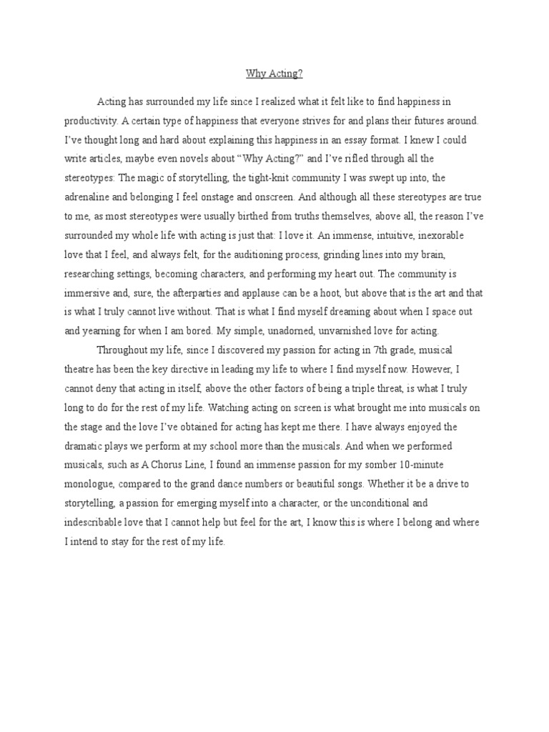 Why Acting - Essay | PDF