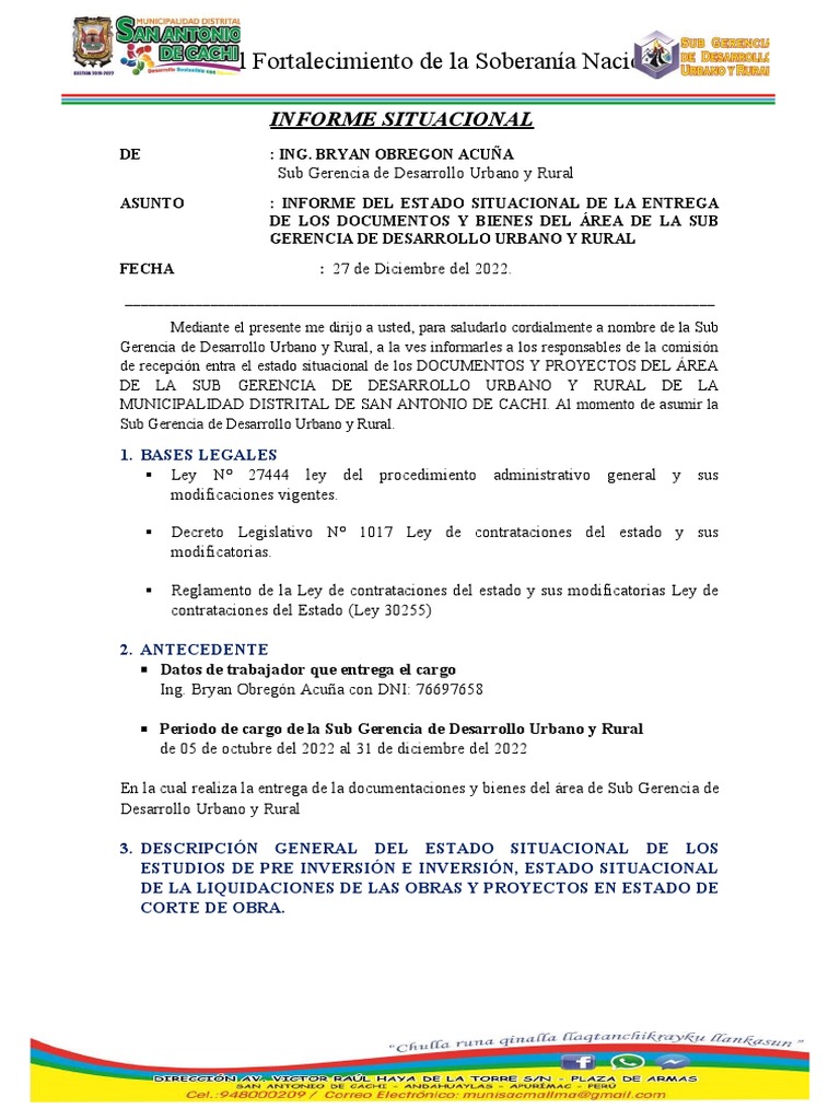 Informe de Estado Situacional Final-1 | Descargar gratis PDF | Conceptos legales | Justicia