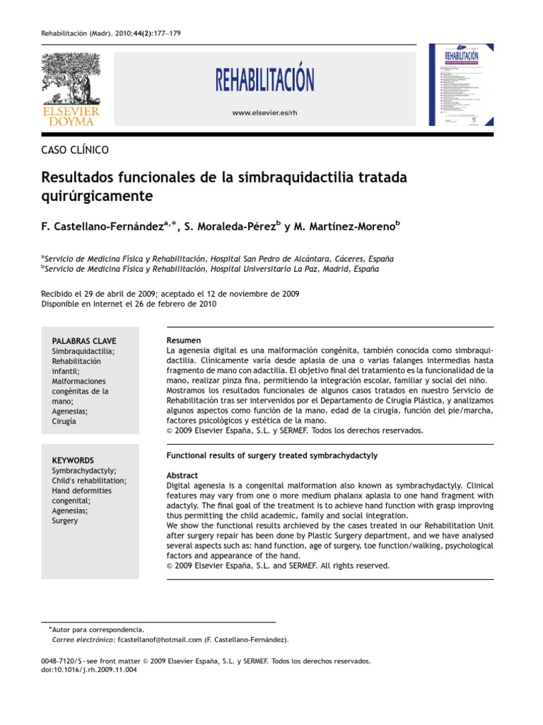 Simbraquidactilia | PDF | Mano | Enfermedades y trastornos