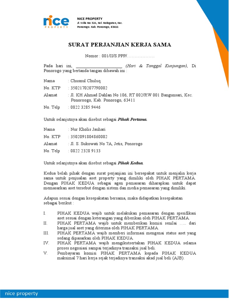 Surat Perjanjian Kerja Sama Pdf