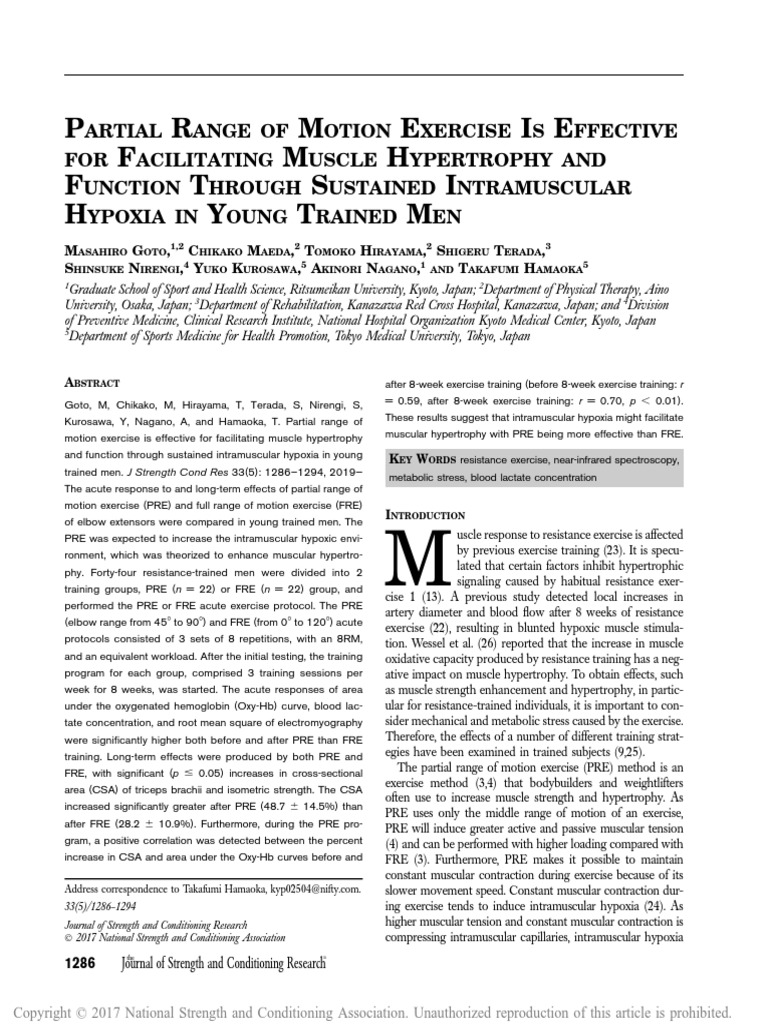 Partial Range of Motion Exercise Is Effective For Facilitating Muscle ...