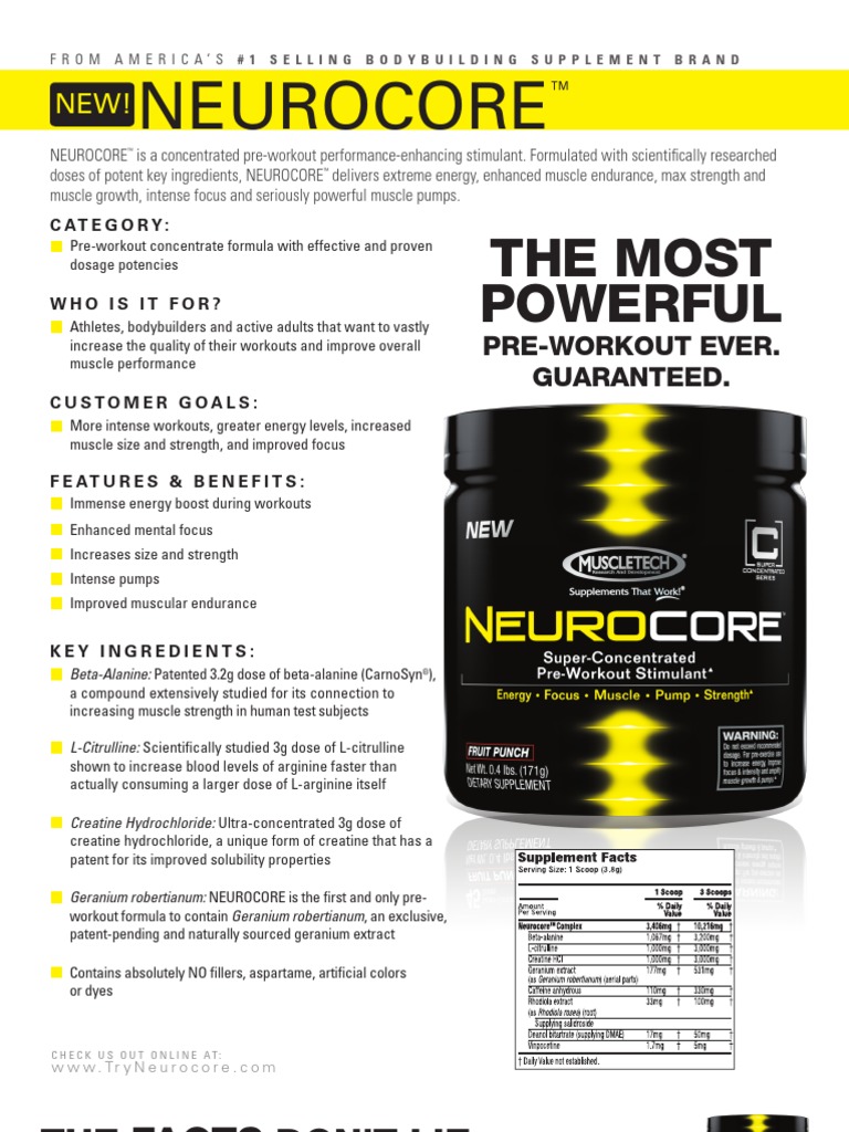Muscletech Neurocore | PDF | Arginine | Placebo Controlled Study
