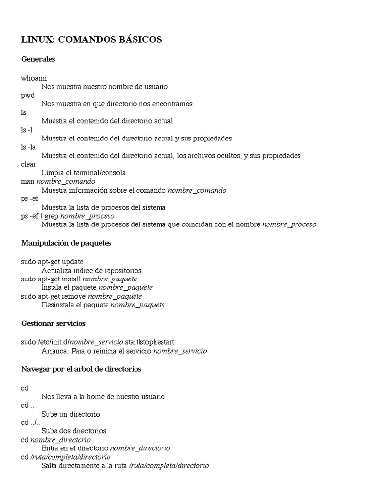 Linux Comandos Básicos Cheatsheet | PDF Linux Comandos Básicos Cheatsheet | PDF