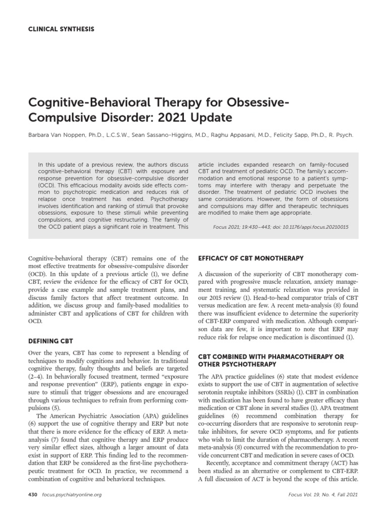 8B21D038 - 2. Cognitive-Behavioural Therapy For Obsessive Compulsive Disorder (2021) | PDF ...