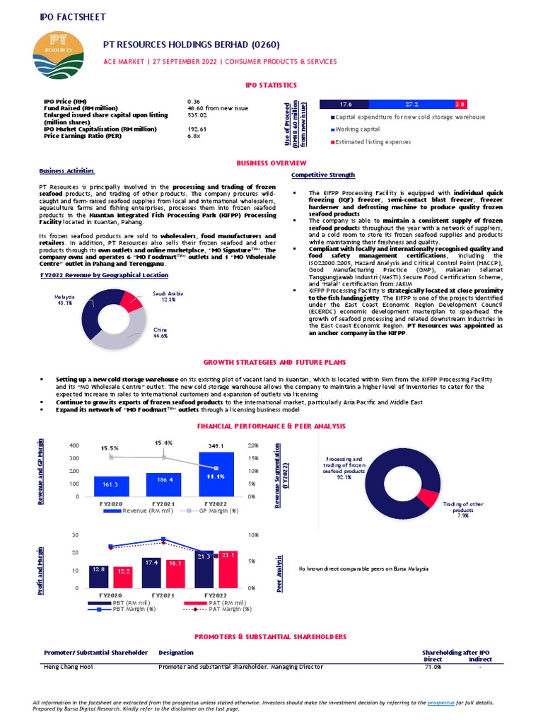 IPO Factsheet PT Resources Holdings Berhad | PDF | Hazard Analysis And Critical Control Points ...