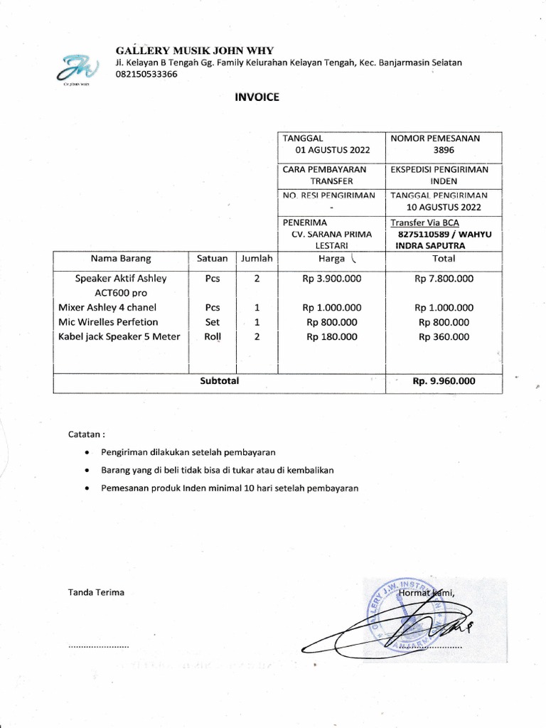 Invoice CV Prima | PDF