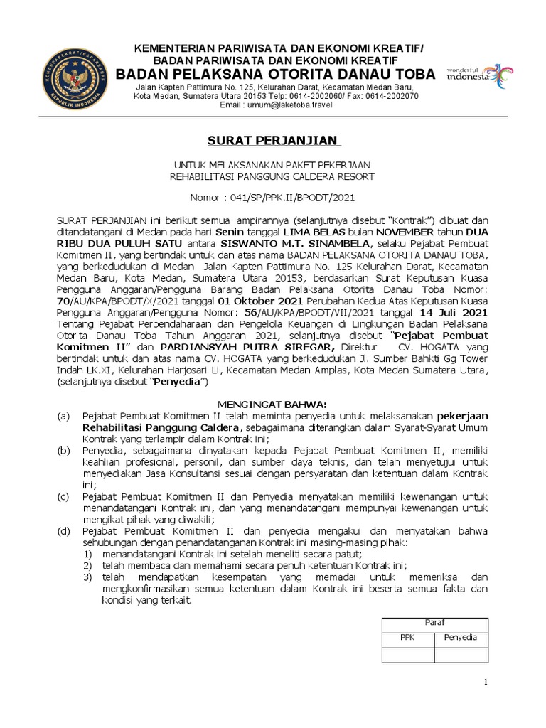 Surat Perjanjian Kontrak Pdf