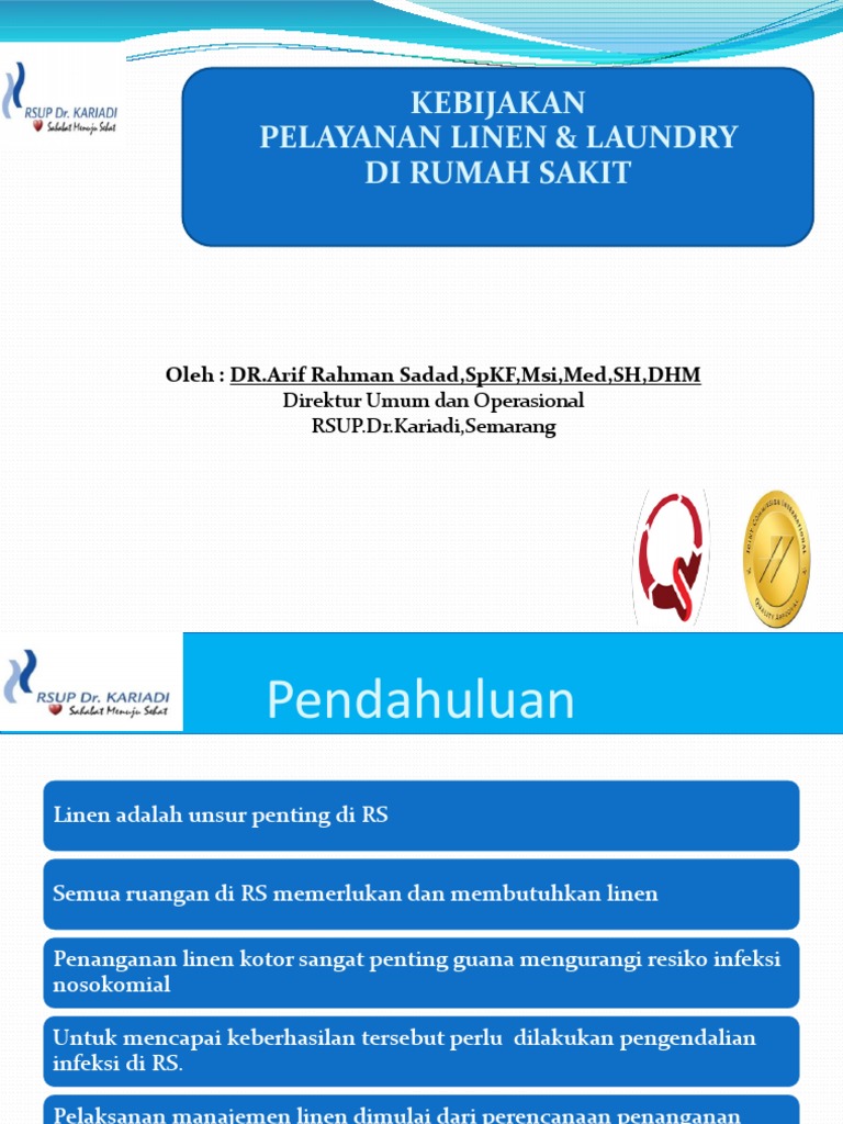 Kebijakan Kemnkes Tentang Pelayanan Linen & Laundry RS | PDF