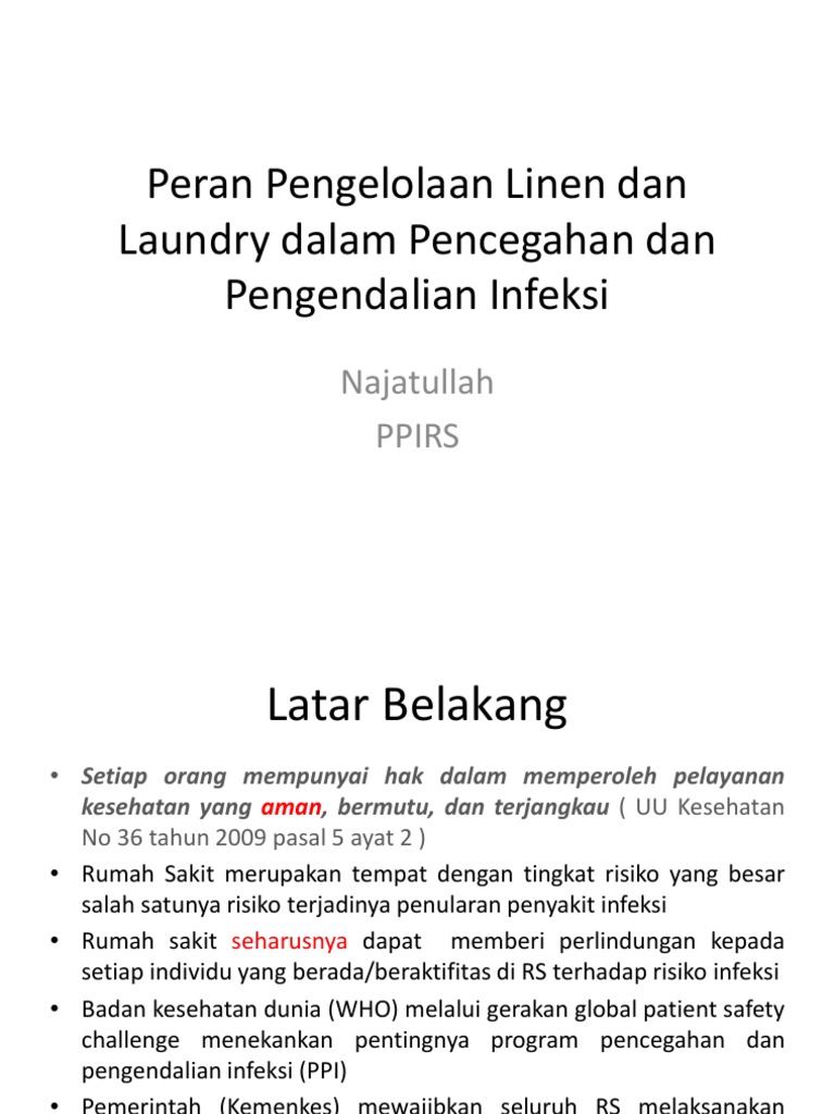 Peran Laundry Dalam Ppi RS | PDF | Pengembangan Diri | Kesehatan Holistik