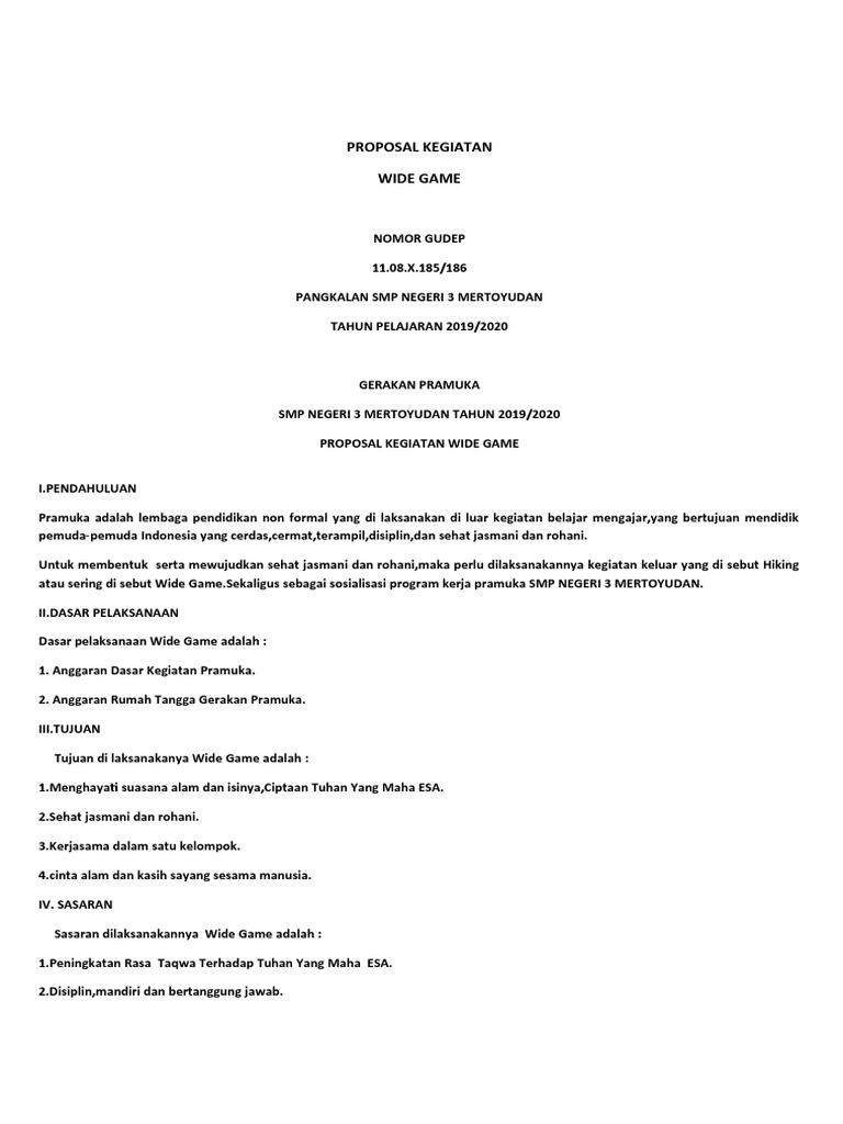 Proposal Kegiatan Wide Game Pramuka | PDF