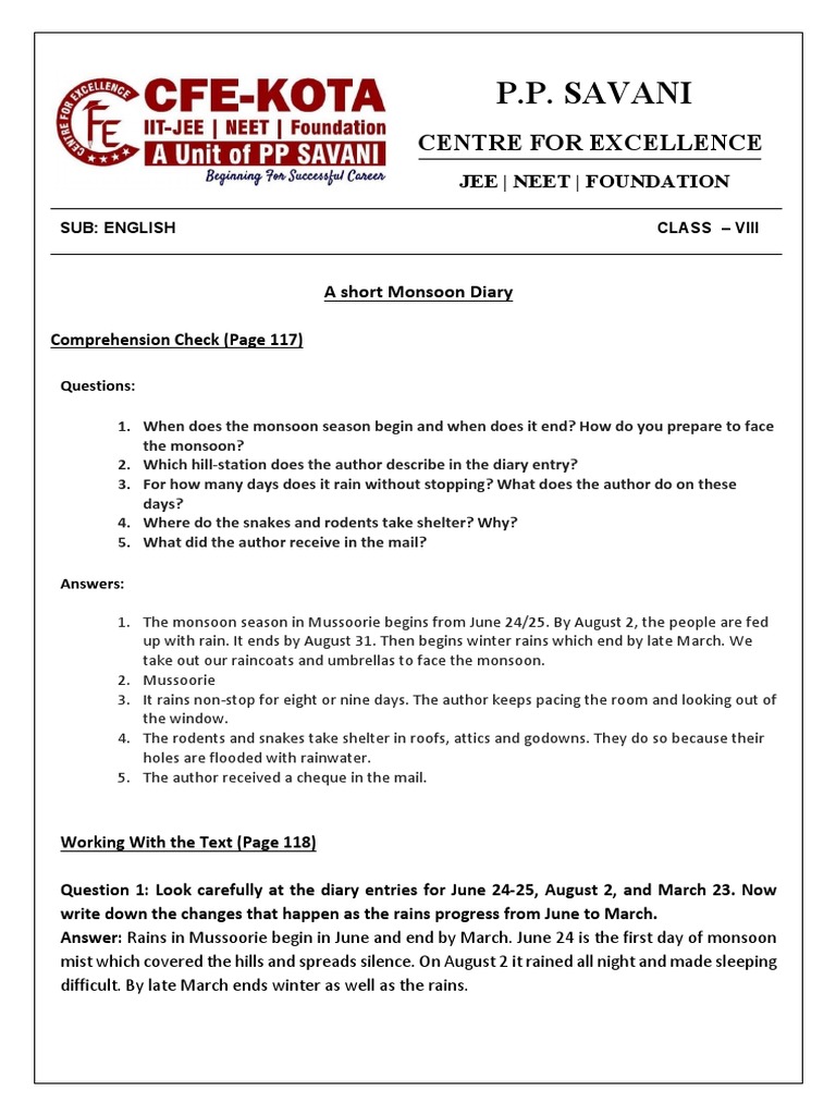 A Short monsoon diary | PDF | Rain | Hail