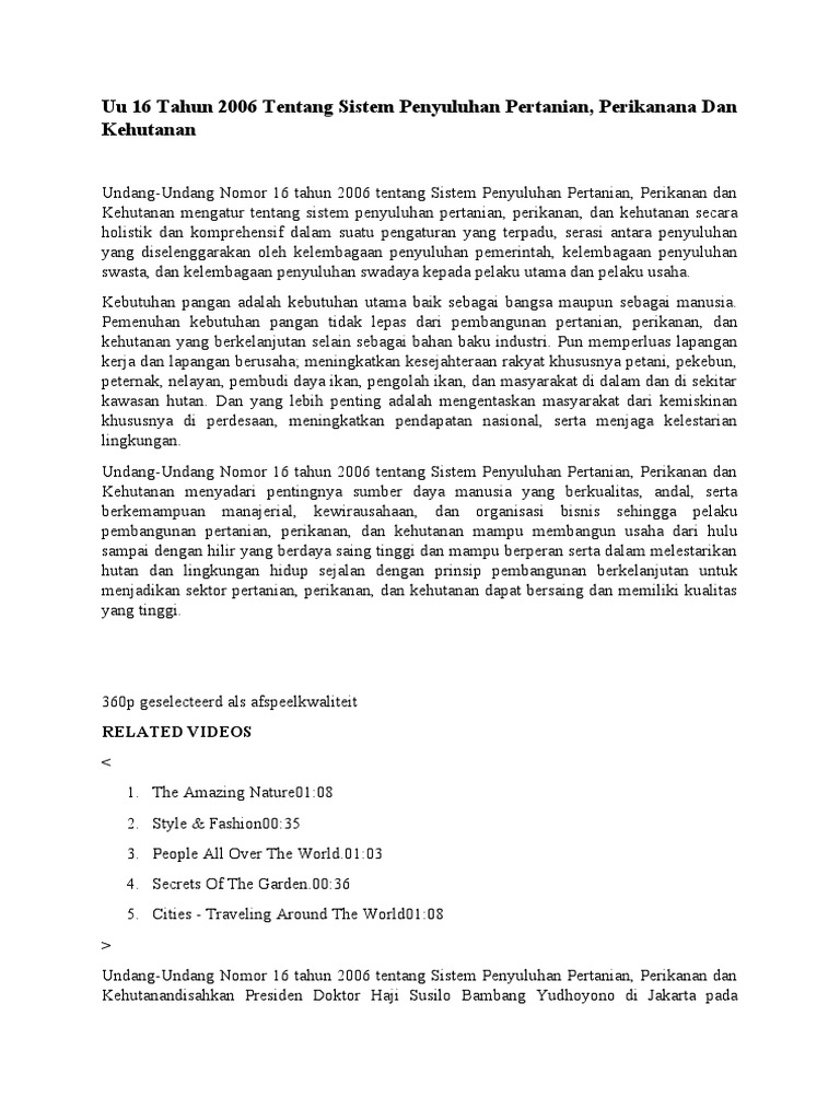 UU 16/2006: Penyuluhan Pertanian dan Kehutanan | PDF | Ilmu Sosial ...
