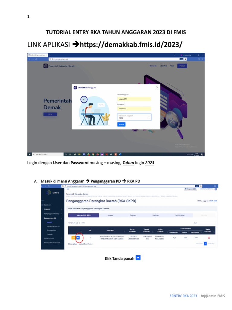 Tutorial Entry Rka Tahun Anggaran 2023 @fmis | PDF