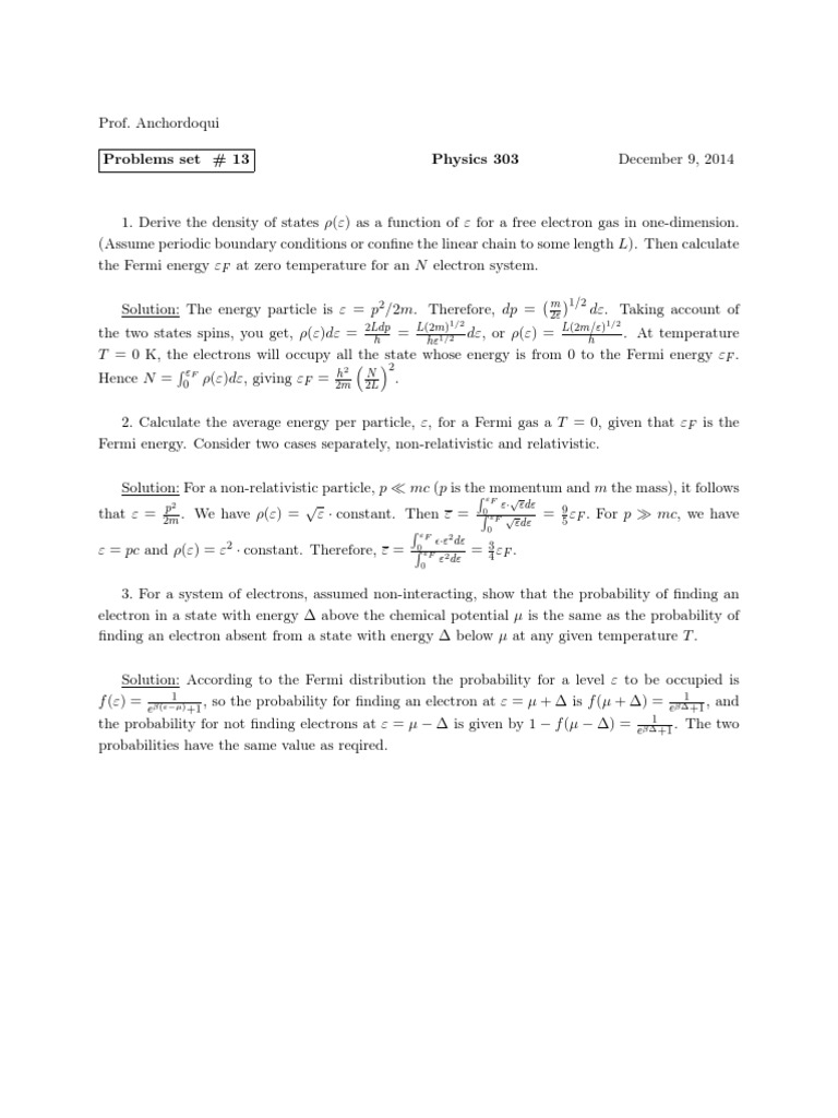 Problems303 13 Sol | PDF | Physical Quantities | Mathematical Physics