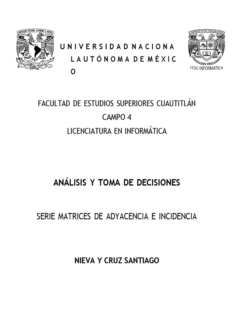 Ejercicios Matrices de Adyacencia y de Incidencia | PDF