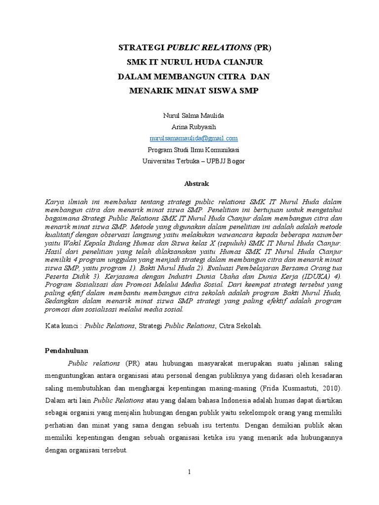 Draf Karya Ilmiah Strategi Humas | PDF