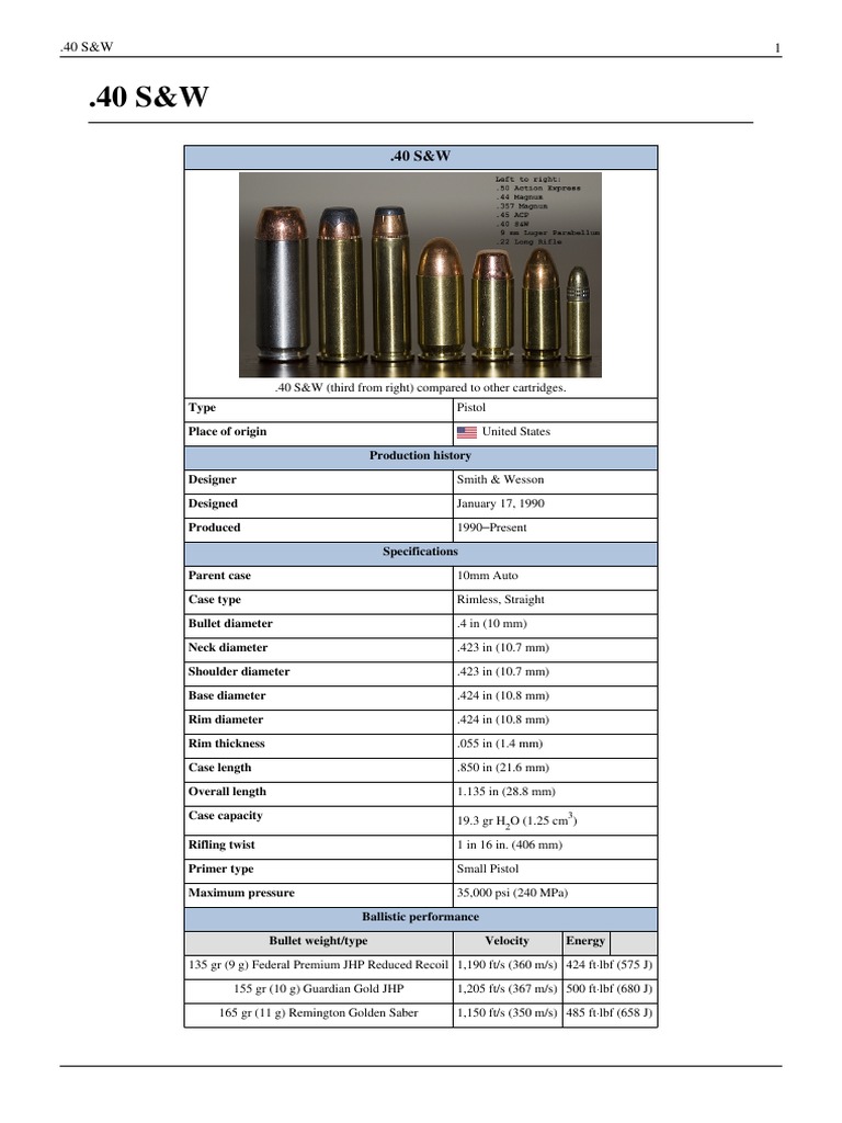 .40 S&W | PDF | Firearms | Ballistics