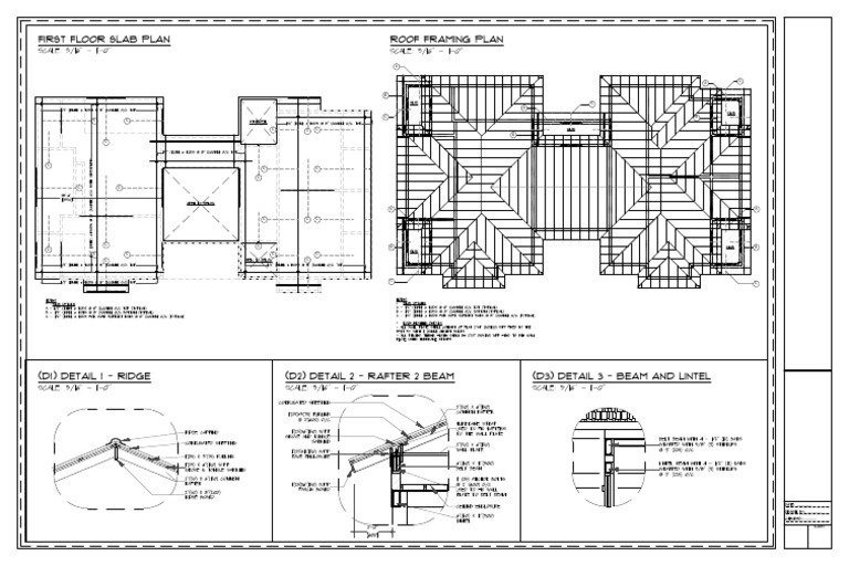 Roof and Slab Framing Plan Details | PDF